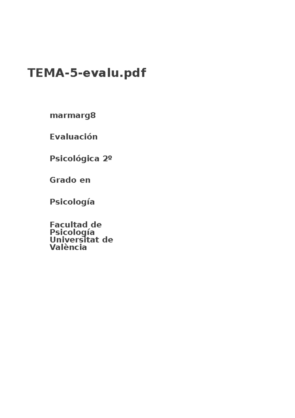 Wuolah free TEMA 5 evalu - TEMA-5-evalu marmarg Evaluación Psicológica 2º Grado en Psicología ...