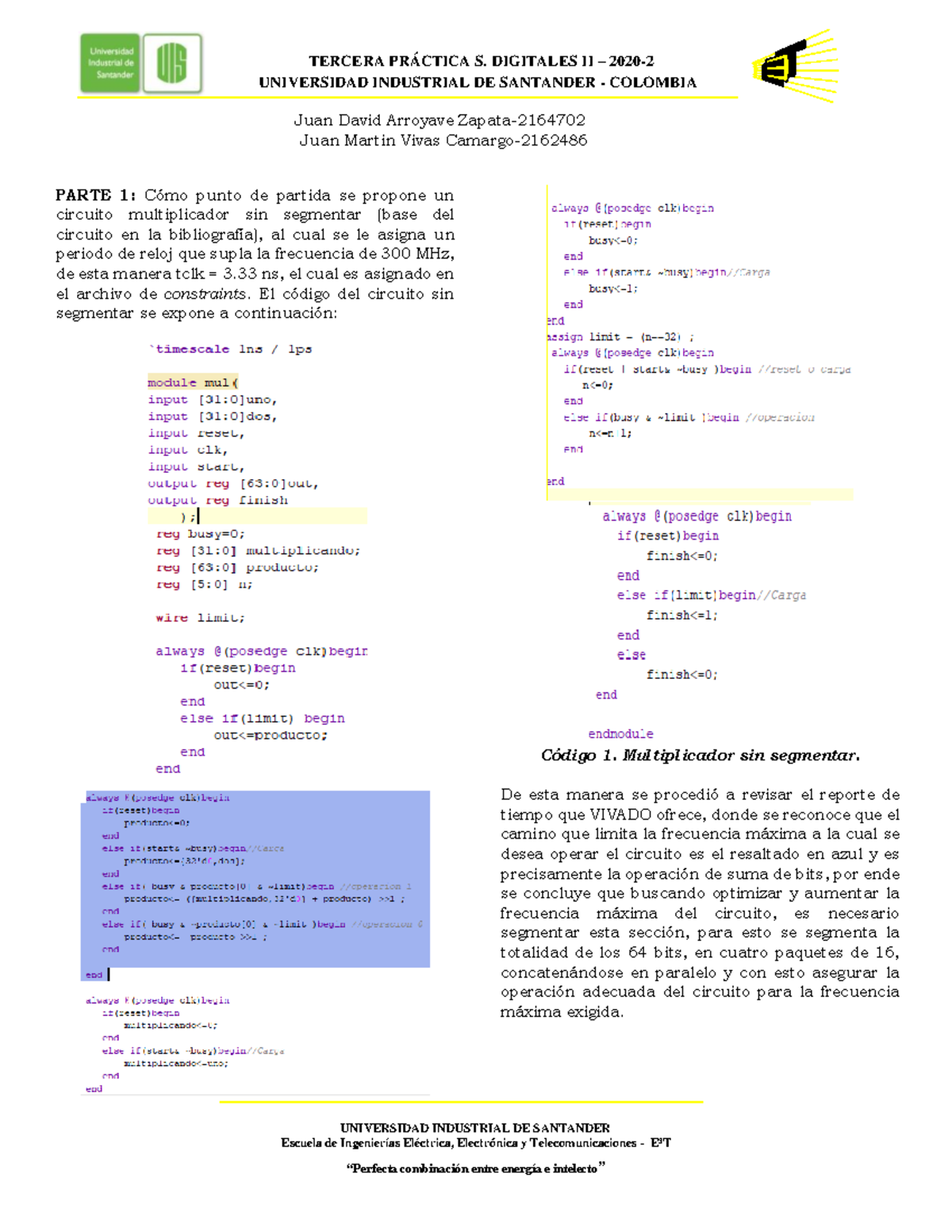 Informe Multiplicador - Warning: TT: undefined function: 32 UNIVERSIDAD INDUSTRIAL DE SANTANDER ...