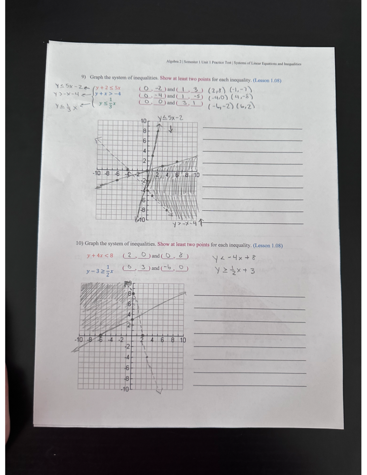 Page 4 unit 1 practice test - Algebra 2 Semester 1 Unit 1 Practice Test ...
