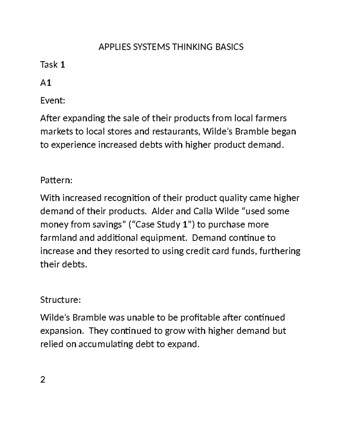 WMM1 Task 1 First Time Pass - APPLIES SYSTEMS THINKING BASICS Task 1 A Event: After expanding ...