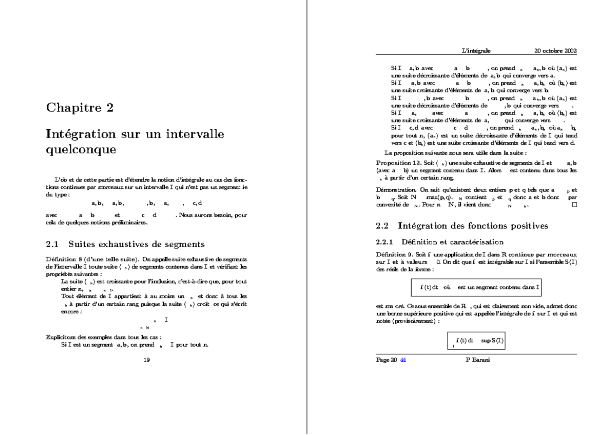 L'intégrale des fonctions continues-4 - Chapitre 2 Int ́egration sur un ...