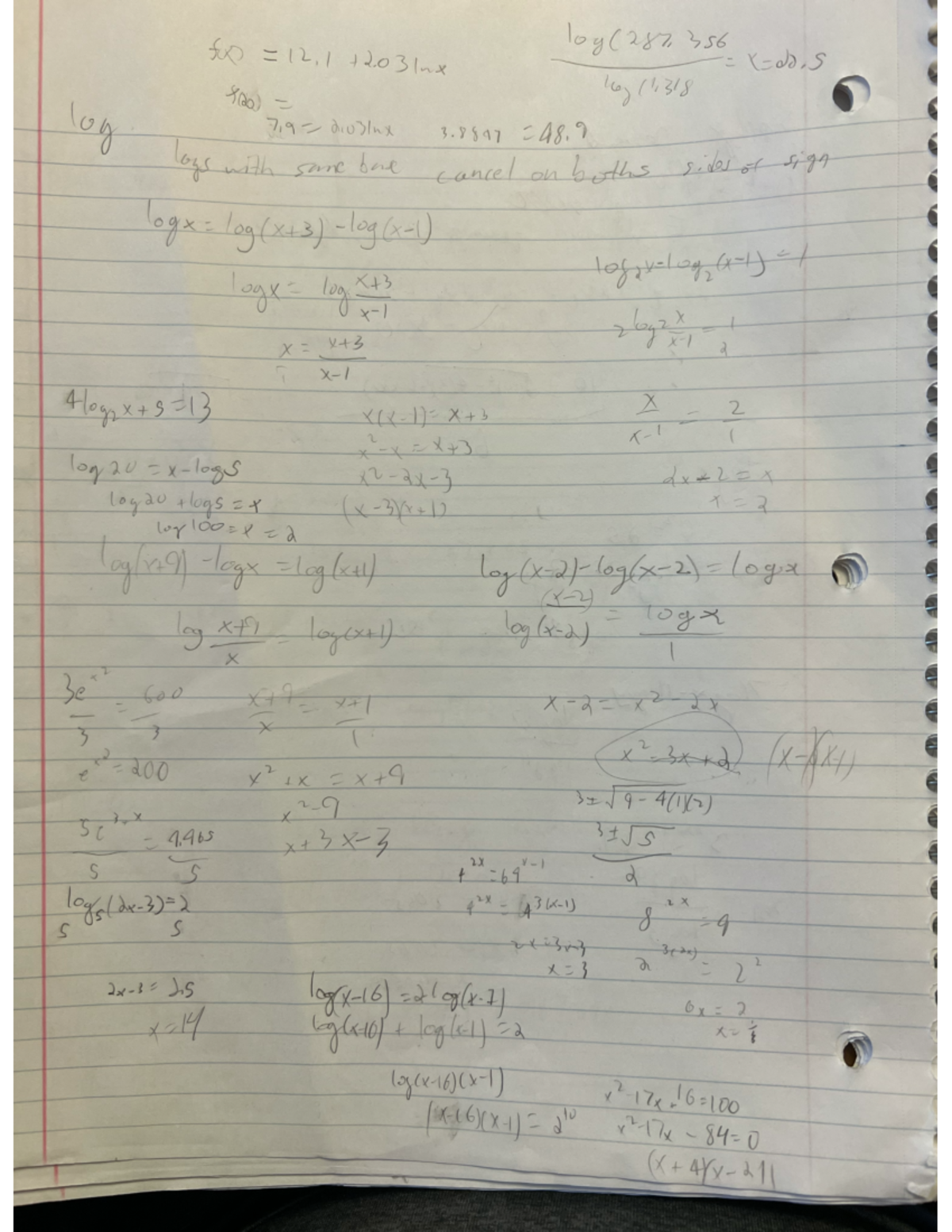 Logscontinued - more complex log equations - MAT 105 - for log(287,356 ...