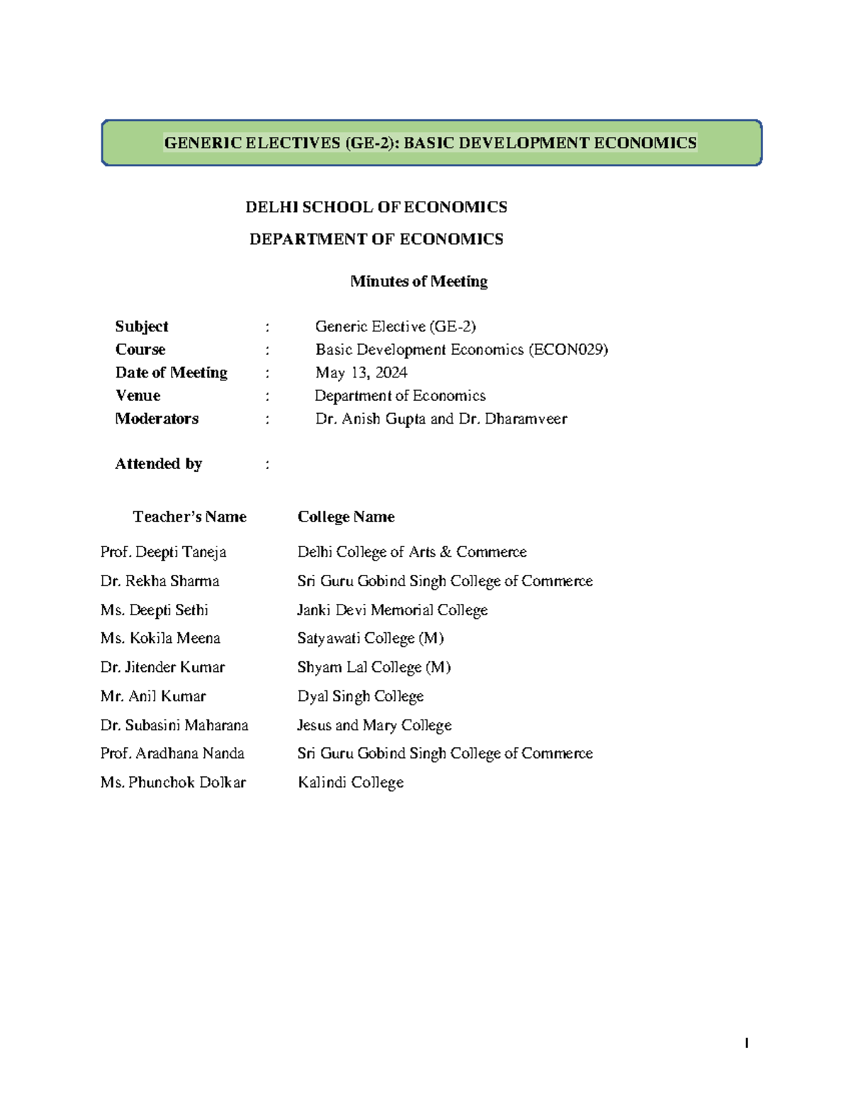 GE - Basic Dev Eco Syllabus - DELHI SCHOOL OF ECONOMICS DEPARTMENT OF ...