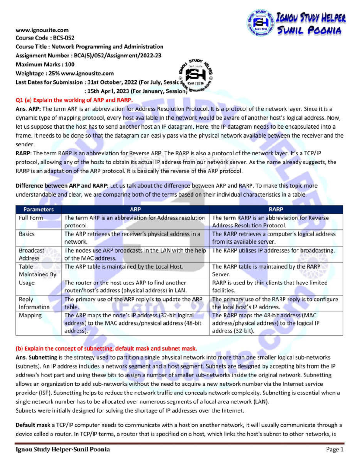 BCS-052 (2022-23) solved assignment - Ignou solved assignment - Studocu