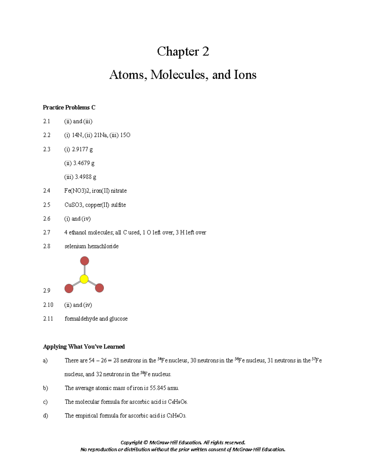 C02 4e Solutions - Atoms, Mole, and Ions - Copyright © McGraw-Hill ...