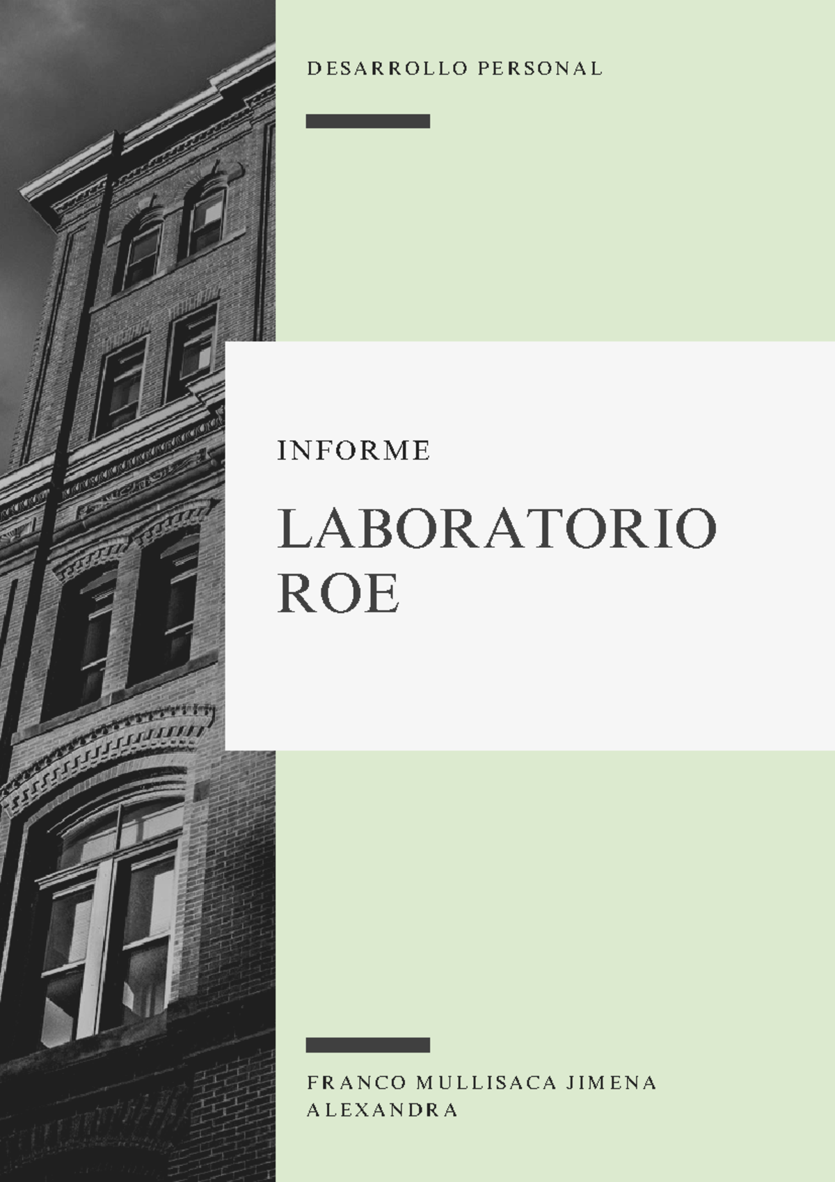 Laboratorio ROE - ... - LABORATORIO ROE I N F O R M E F R A N C O M U L ...