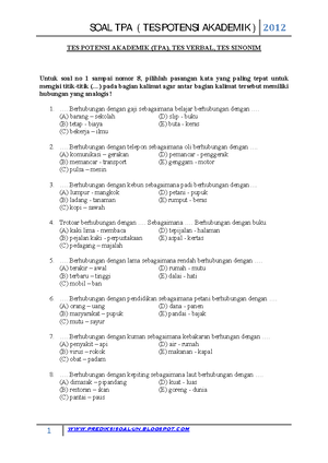 Tes Potensi Akademik TPA Download Gratis (print) - Versi Gratis Tes ...