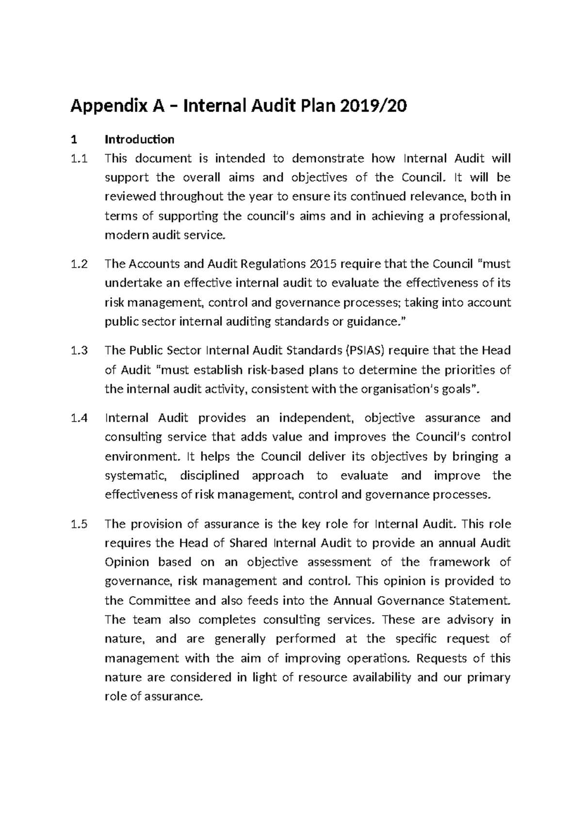 SCDC - ACG-Internal Audit Plan-Appendices - Appendix A – Internal Audit ...