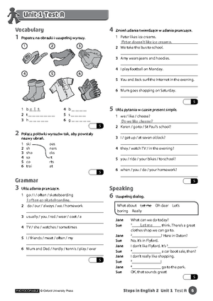 Steps plus klasa 5 testy pdf unit 1 - Język angielski - Zakres ...