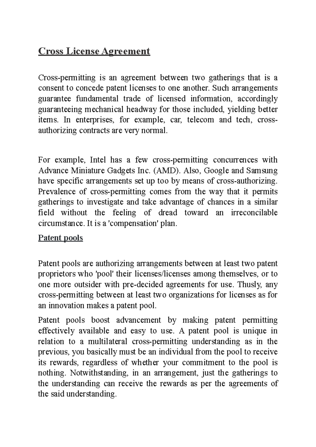 Cross License Agreement - Cross License Agreement Cross-permitting is ...