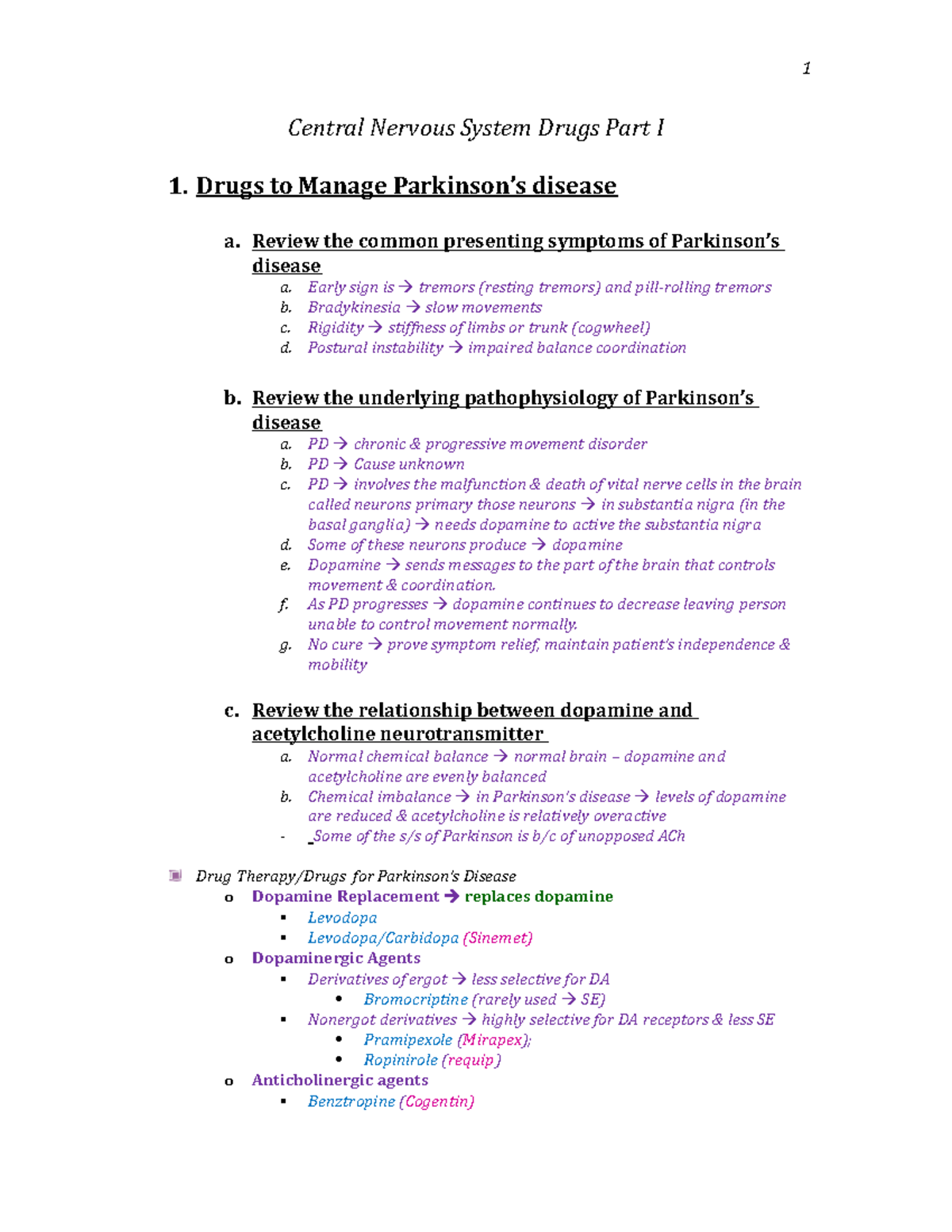 Central Nervous System Drugs Part I finished - Central Nervous System ...