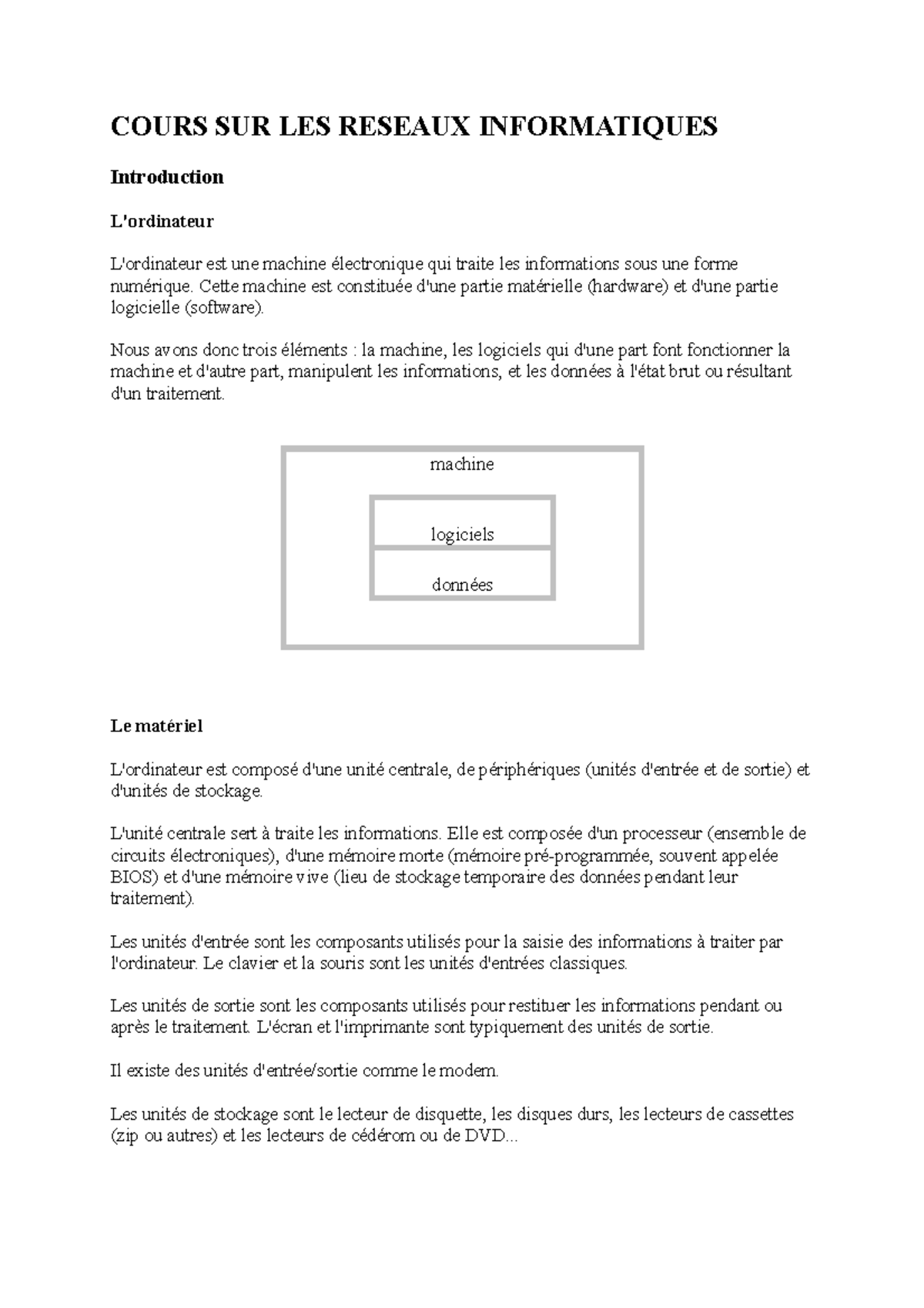 COURS SUR LES RESEAUX INFORMATIQUES - COURS SUR LES RESEAUX ...