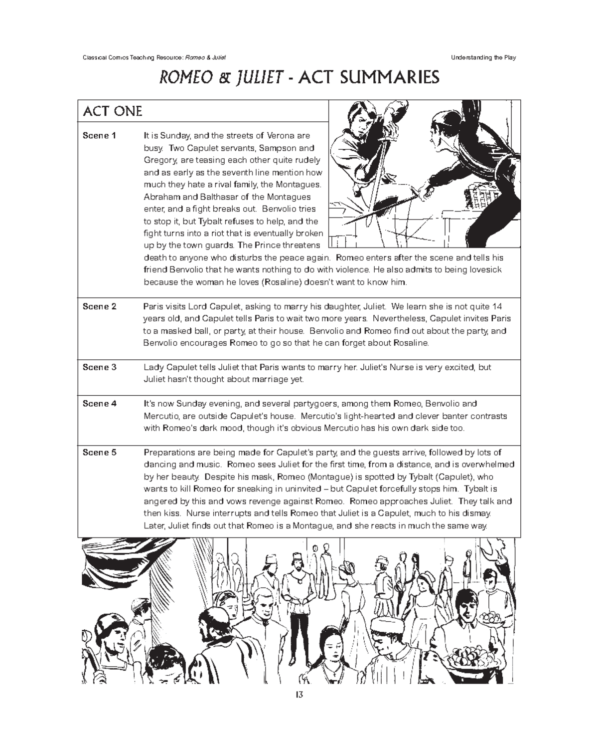 Romeo and juliet activities - ROMEO & JULIET - ACT SUMMARIES ACT ONE ...