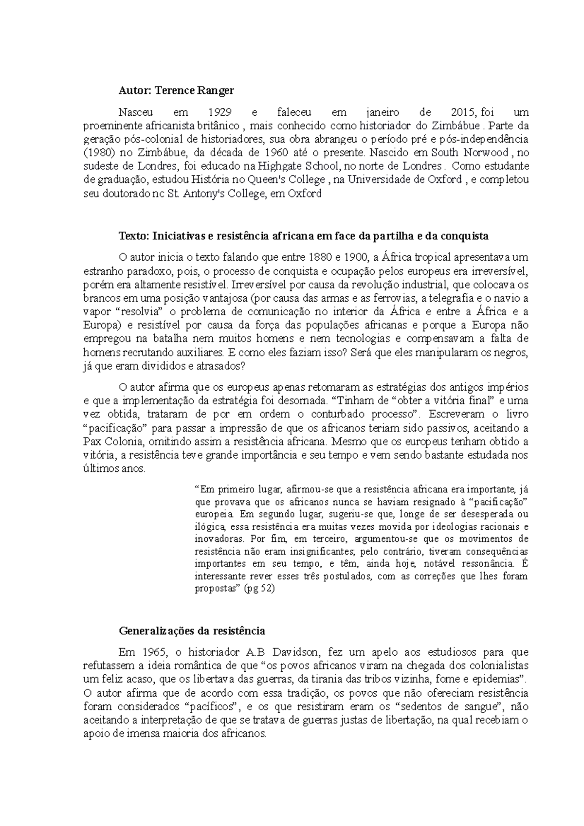 Iniciativa e resistencia africana em face da partilha e da conquista ...