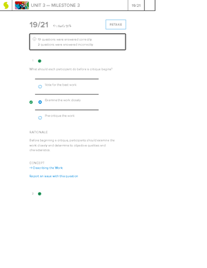 Visual Comm. Milestone 2 - 1 22 / 24 that's 92% This Milestone has been ...