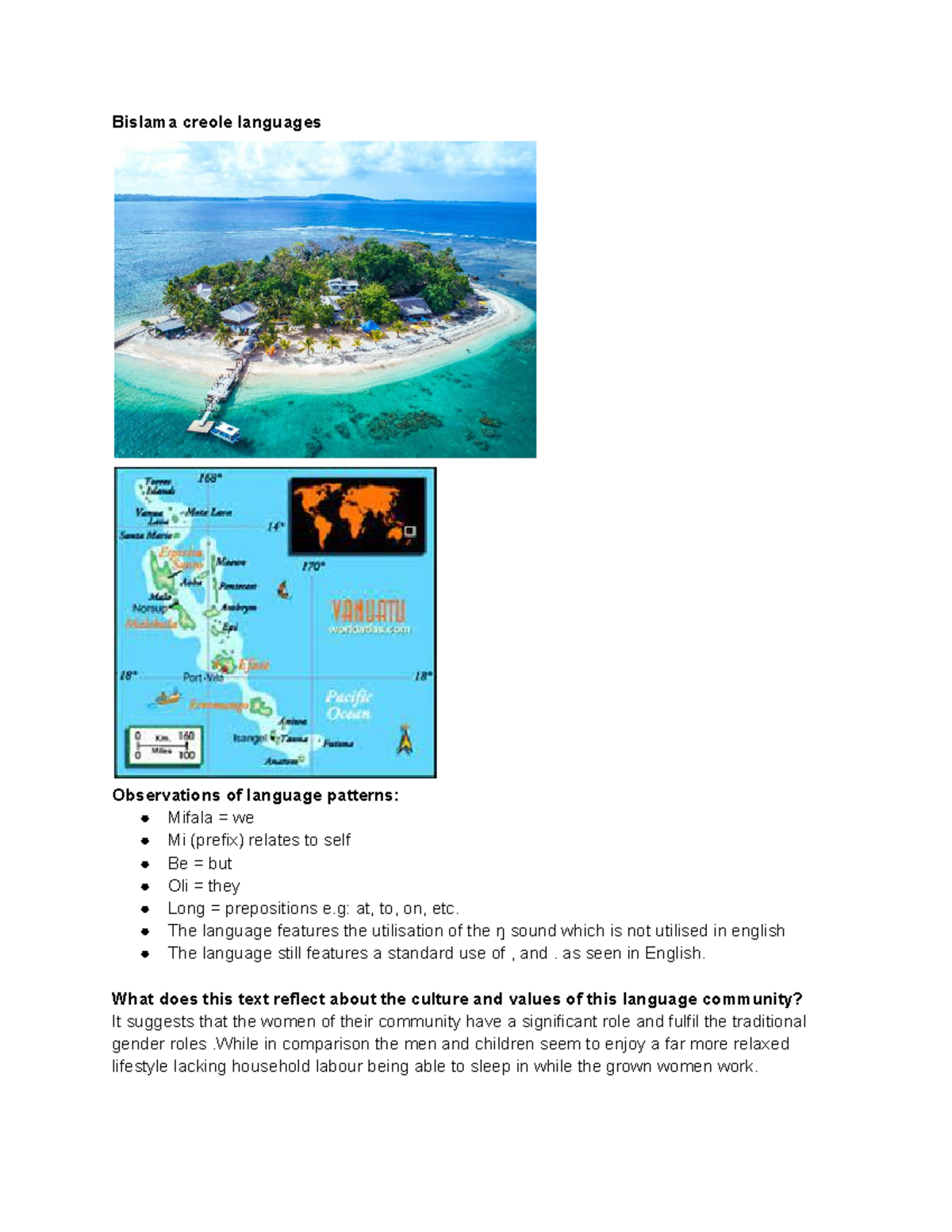 English language creoles - Bislama creole languages Observations of ...