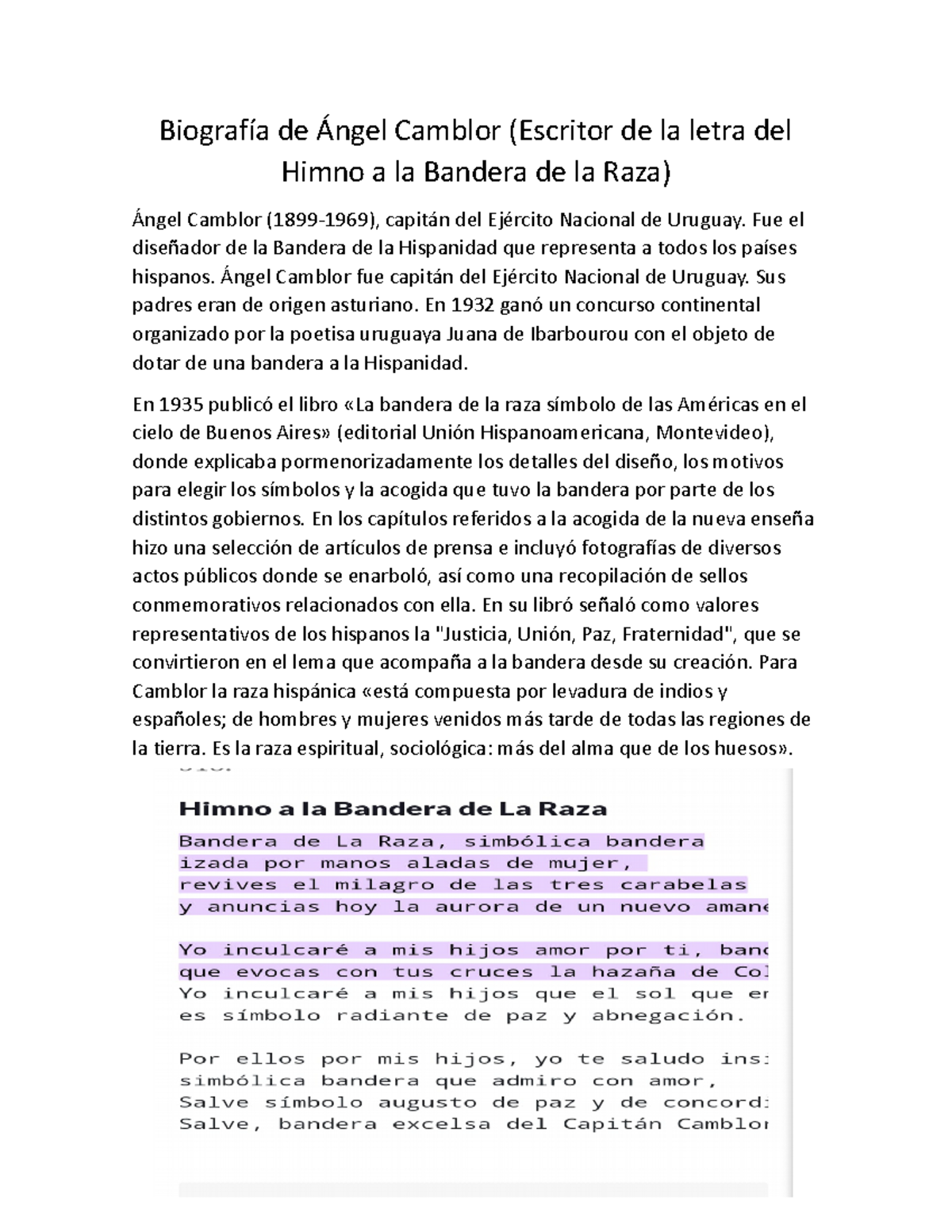 Biografias de himnos - Biografía de Ángel Camblor (Escritor de la letra ...