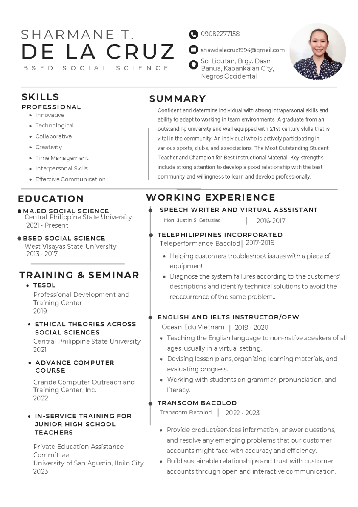CV for VA - Curriculum Vitae for begginers - S H A R M A N E T. D E L A ...
