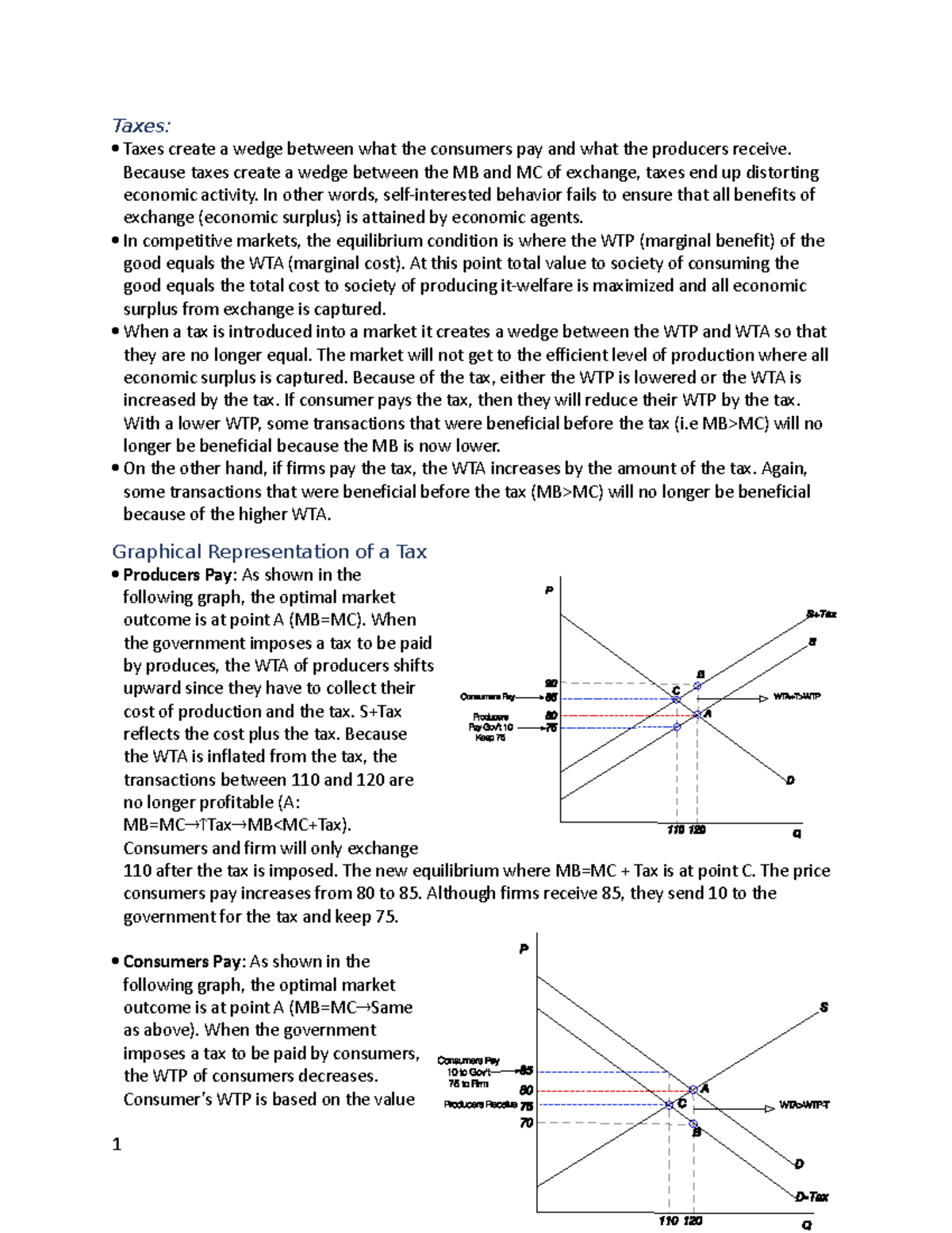 6.Taxes, Subsidies, and Tariffs - Taxes: Taxes create a wedge between ...