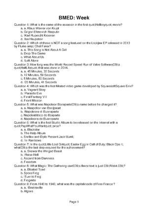 BMED319 Test Prep 5 - BMED: Assignment Question 1: Which of these ...