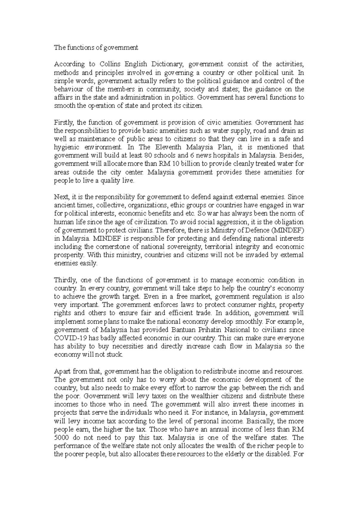 Lns final - The functions and concept of government (chp7) - The ...