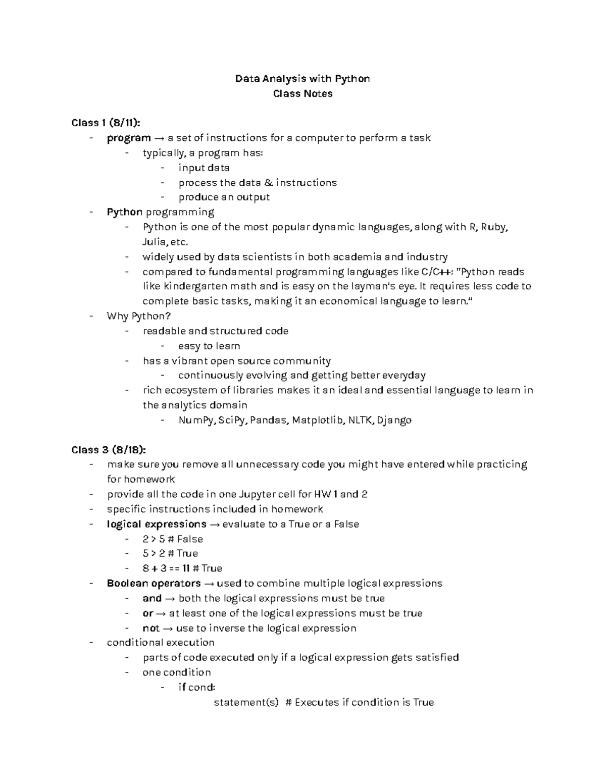 Data Analysis With Python Class Notes Data Analysis With Python Class Notes Class 1 811