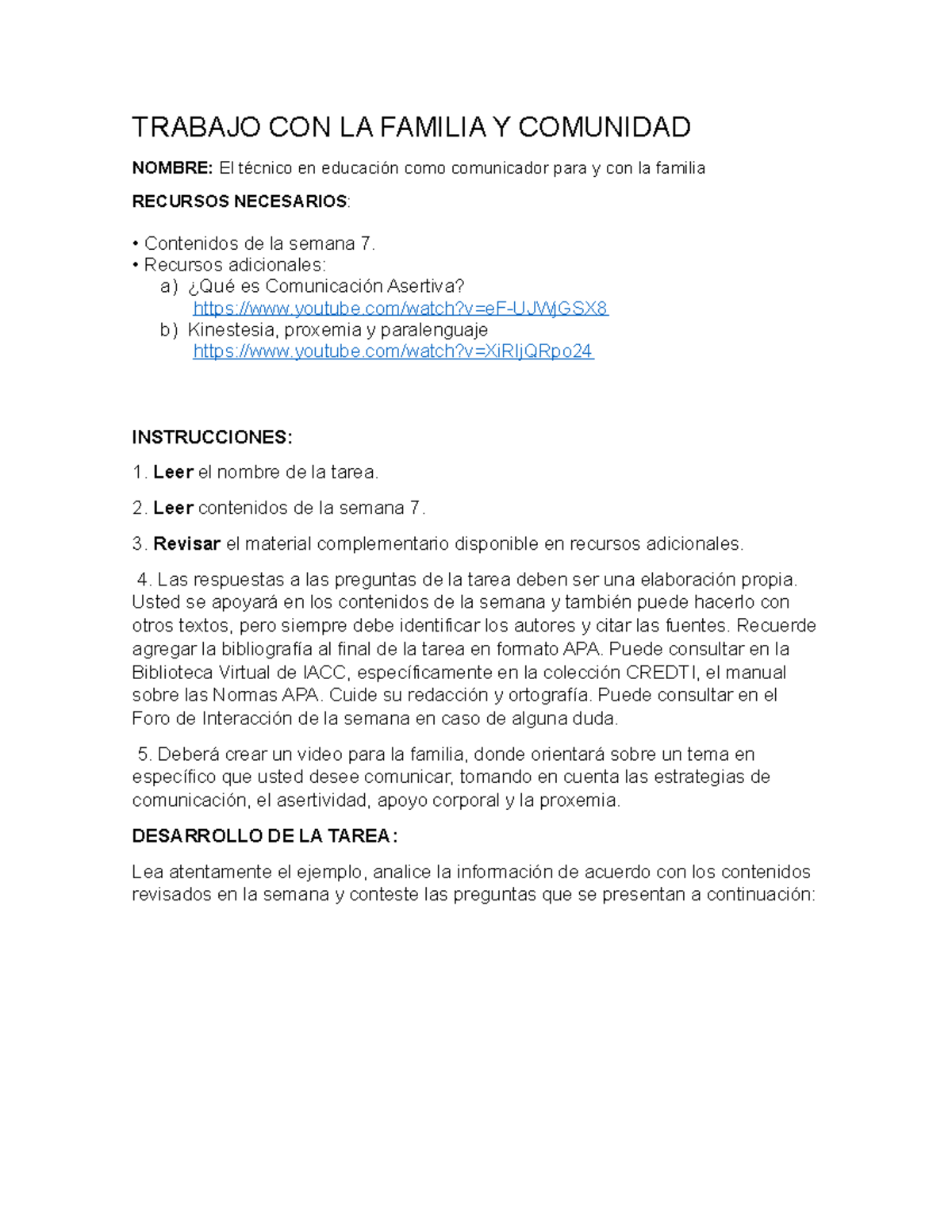 semana7 trabajo y comunidad - TRABAJO CON LA FAMILIA Y COMUNIDAD NOMBRE ...