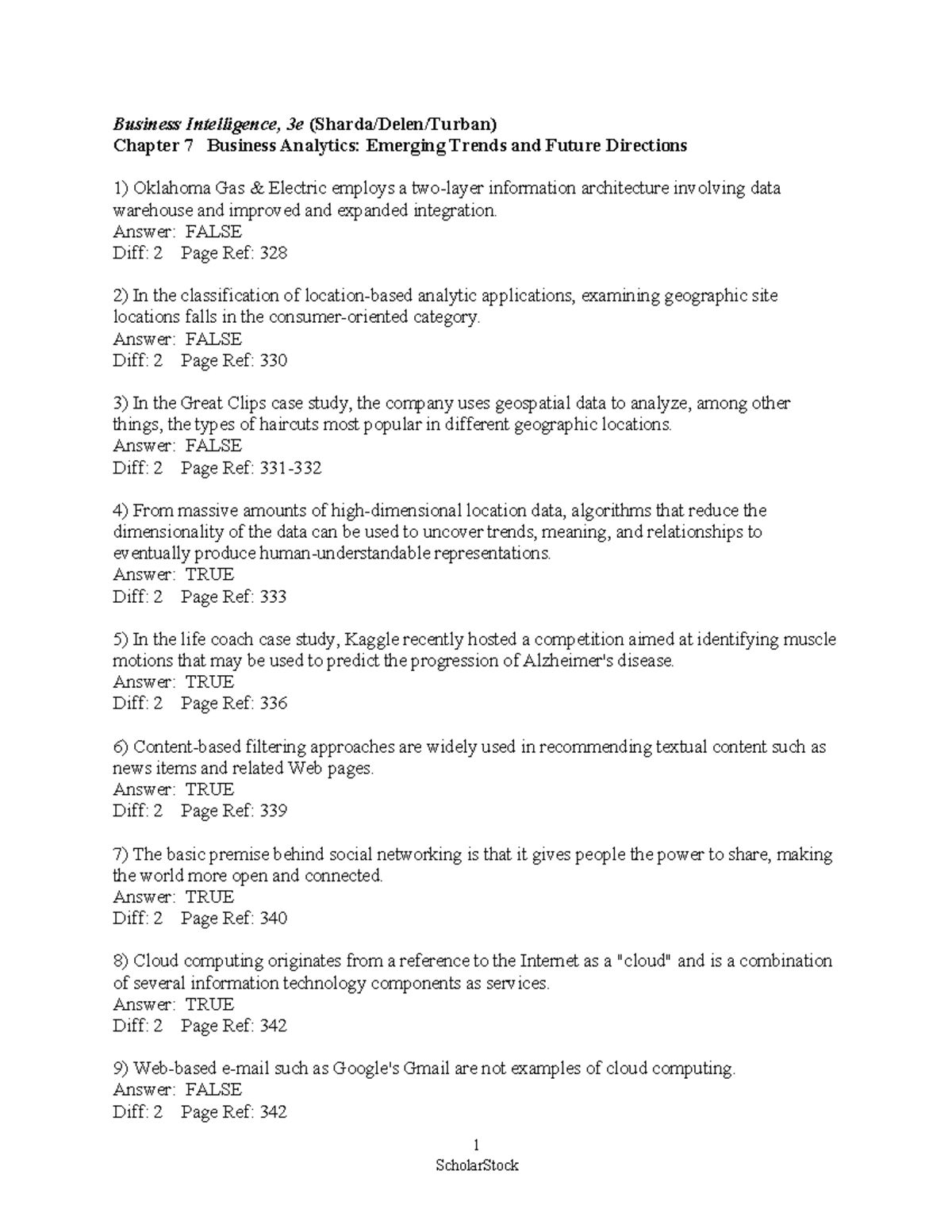Chapter 7 Textbook Practice Answers - 1 Business Intelligence, 3e ...