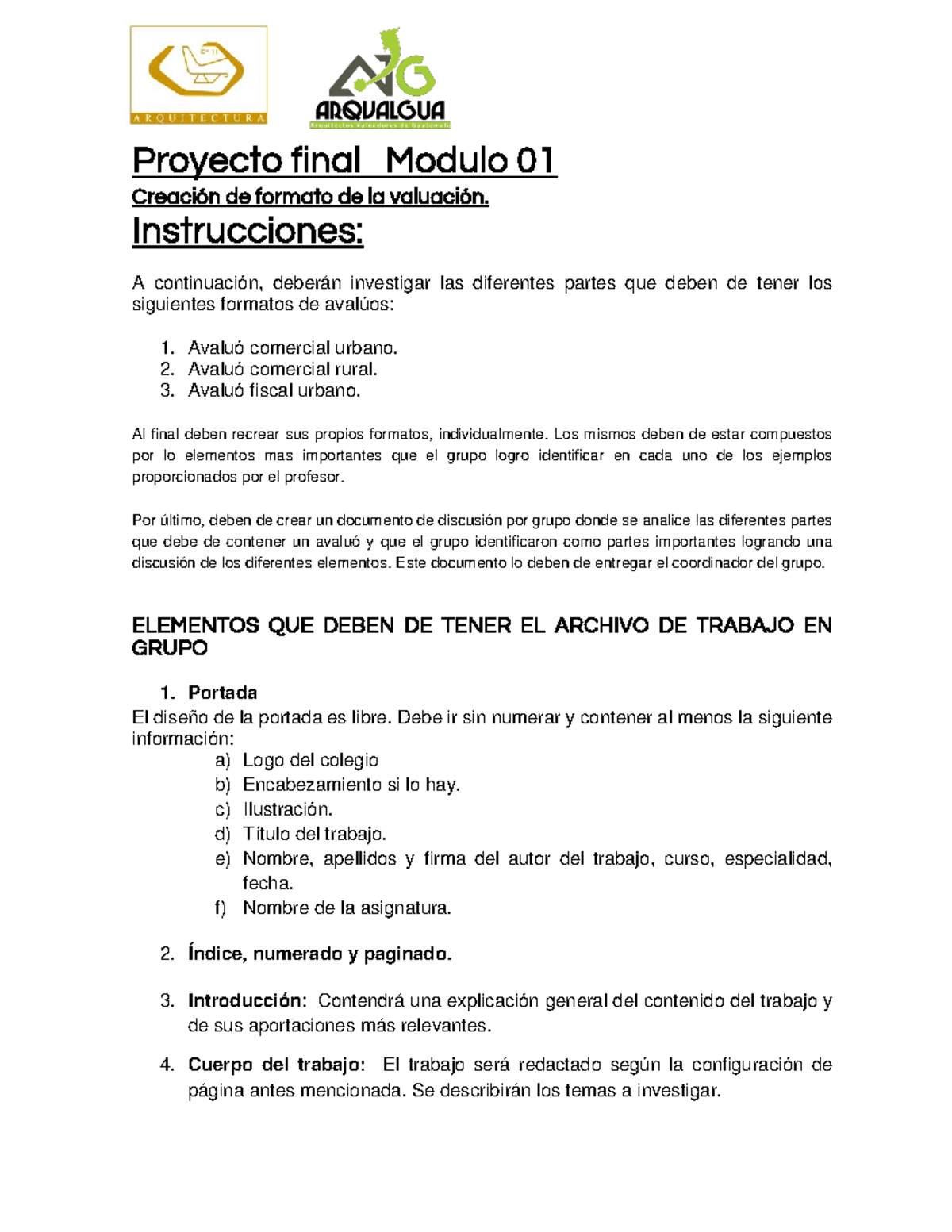 PF Creacion DE Formato 2023 - Proyecto final Modulo 0 1 Creación de formato de la valuación ...