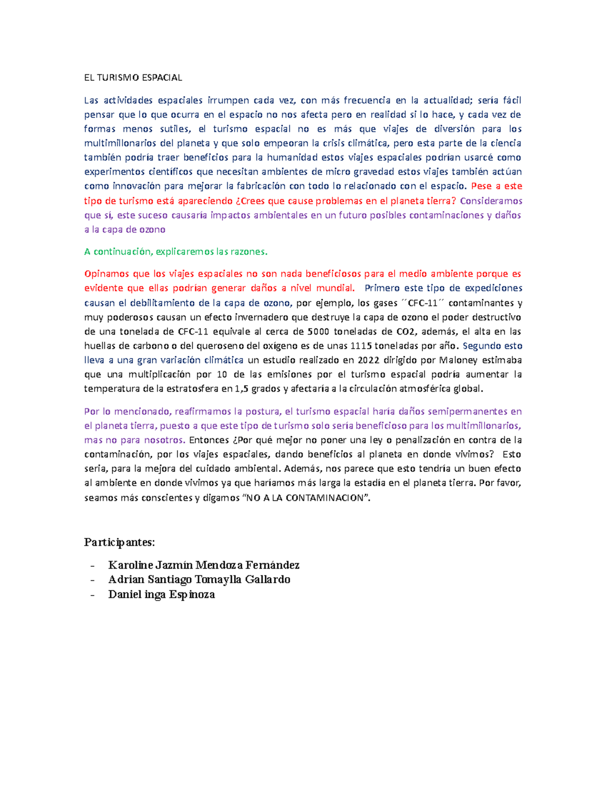 EL Turismo Espacial - fghdf - EL TURISMO ESPACIAL Las actividades ...