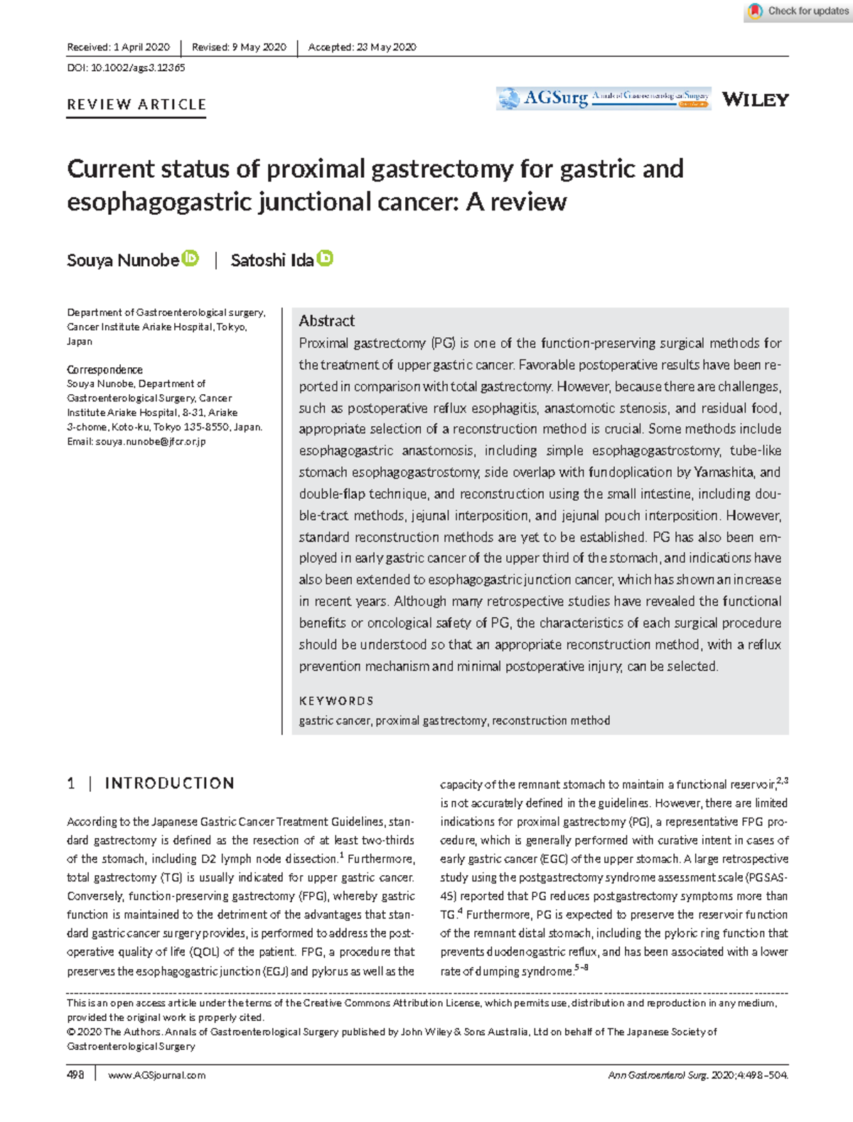 Annals of Gastroent Surgery - 2020 - Nunobe - Current status of ...