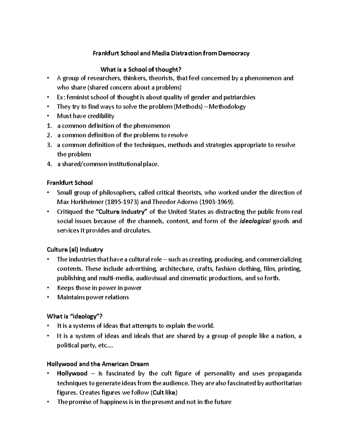 Frankfurt School and Media Distraction from Democracy - Frankfurt ...