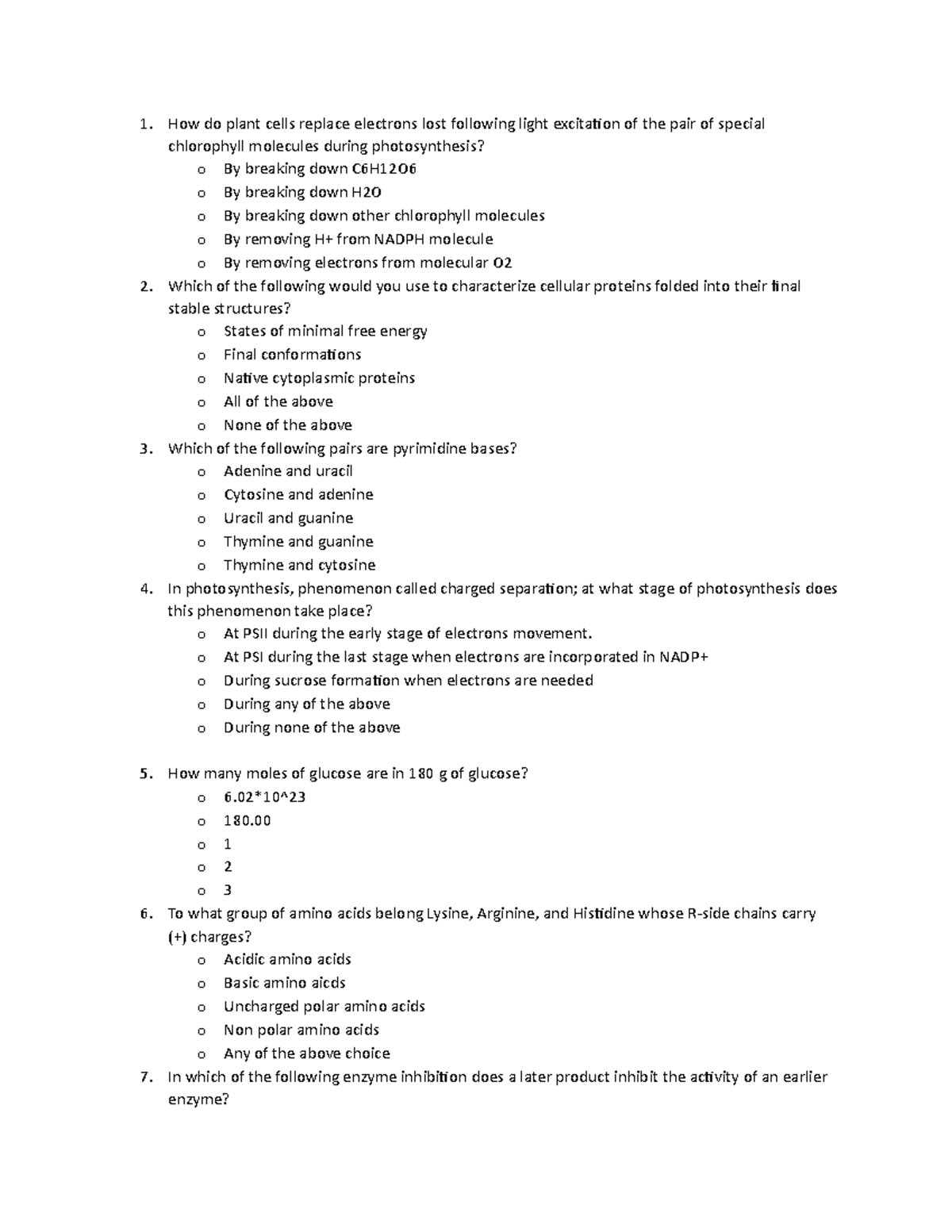 Biology - List of practice questions from bioenergetics and metabolisms ...