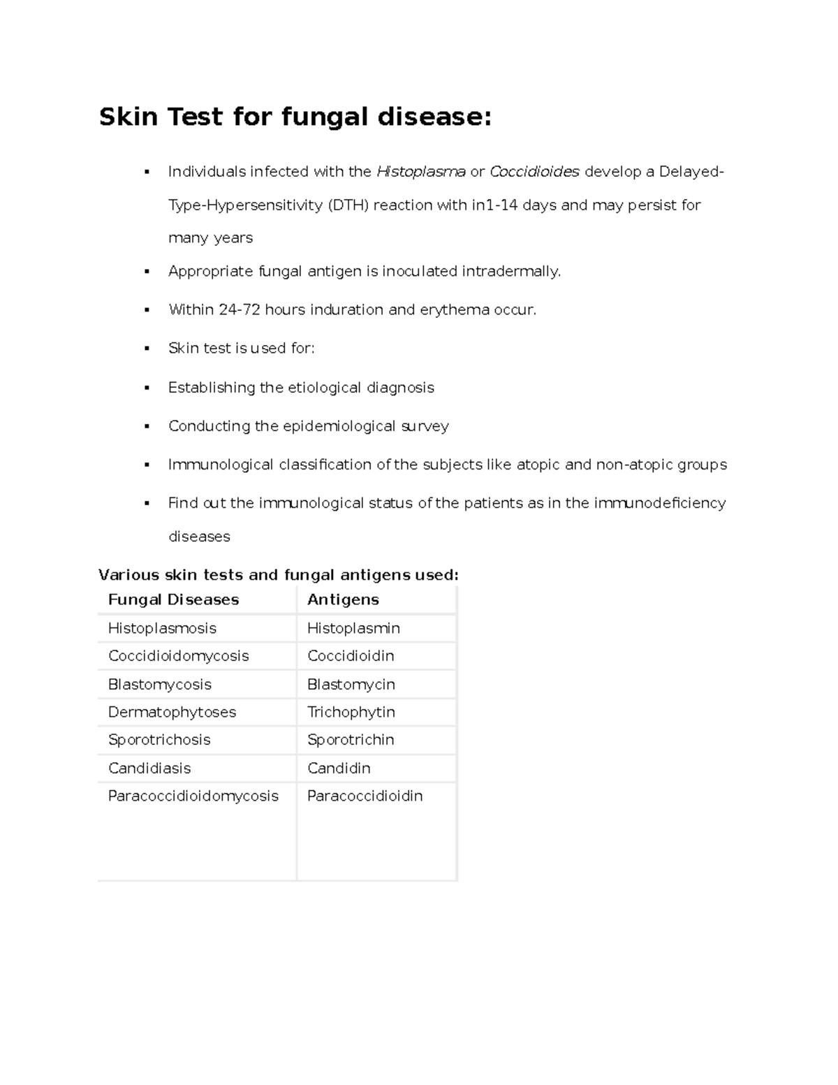 Biology Science 26 - Skin Test for fungal disease: Individuals infected ...