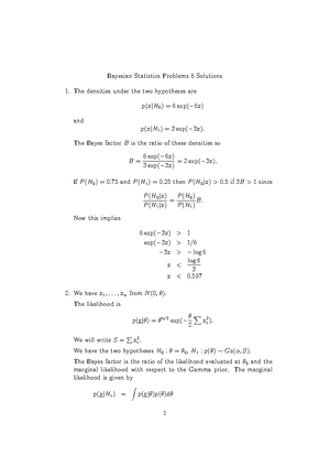 Problems 06 2016/2017 - Bayesian Statistics Problems 6 1. An ...
