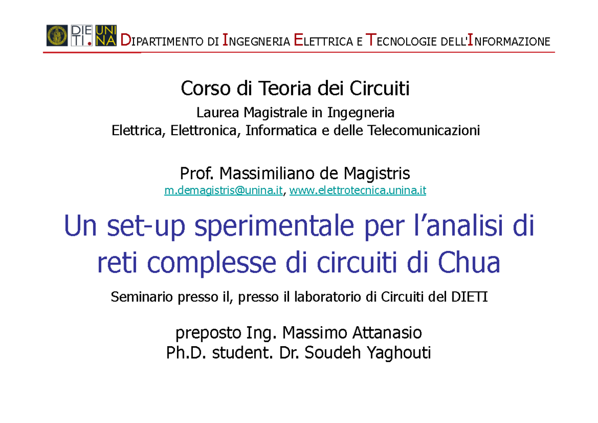 Appunti - Teoria dei circuiti - Set-up sperimentale per l'analisi di ...