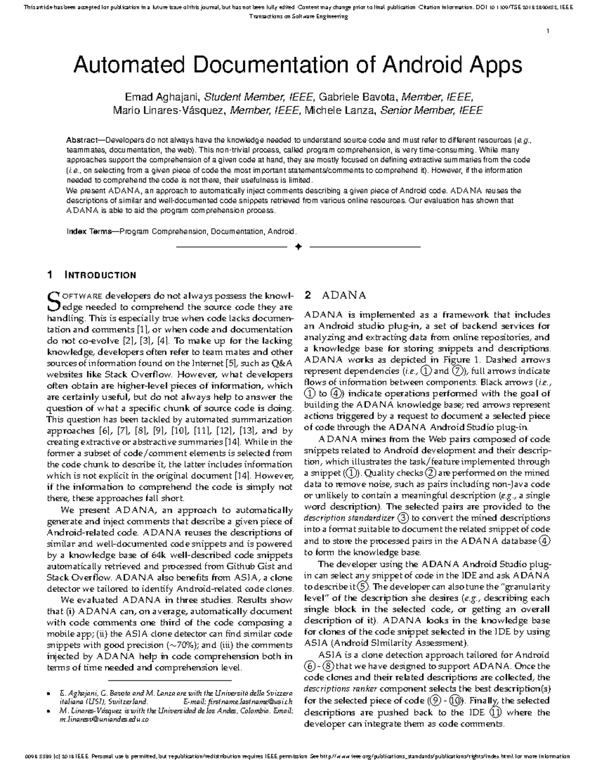 Android Automated Documentation Of Android Apps Transactions On Software Engineering 1