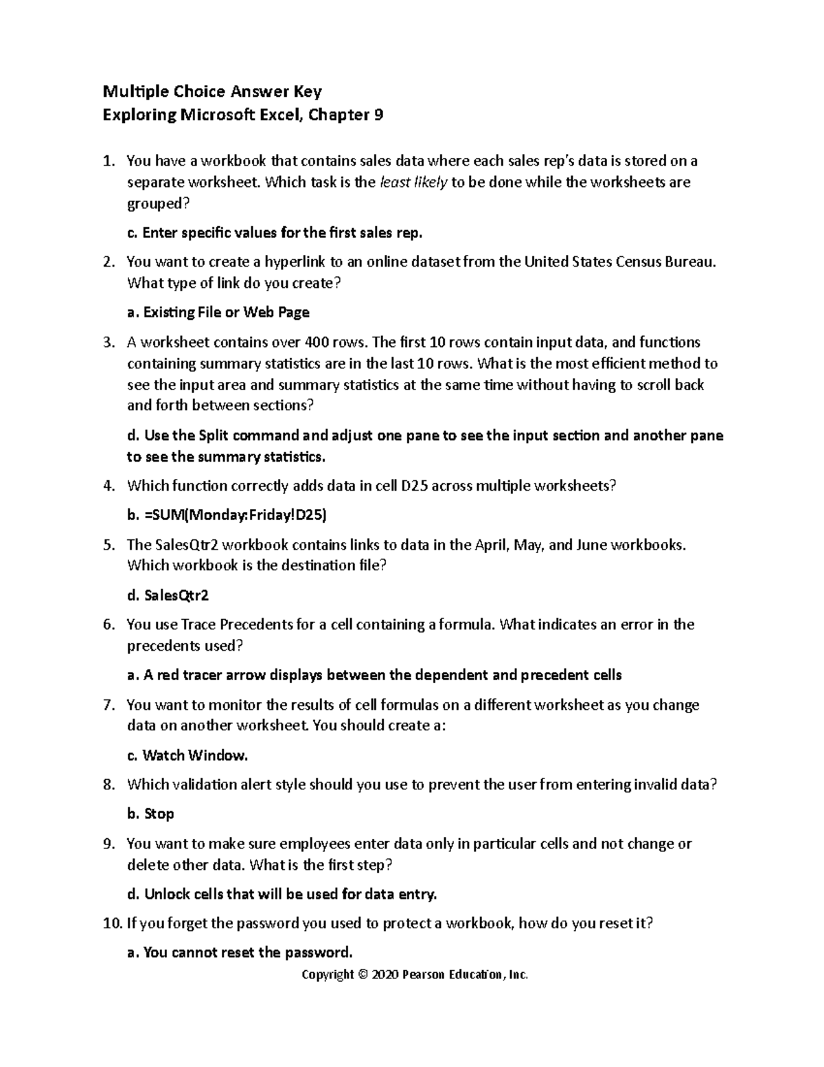 E09 answerkey mc - Multiple Choice answers - Multiple Choice Answer Key ...