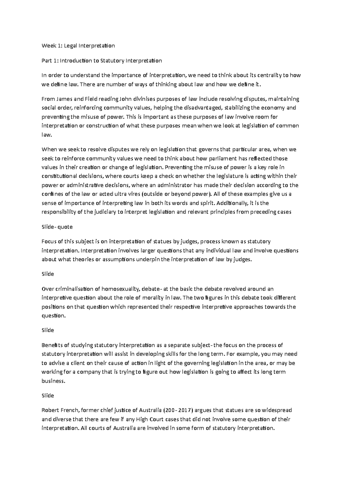 Legal Interpretation: Introduction to Statutory Interpretation - Studocu