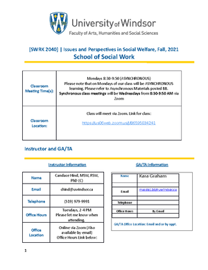 SWRK 2040 midterm 1 notes - SWRK 2040 midterm 1 notes GUIDE: Chapter 1 ...