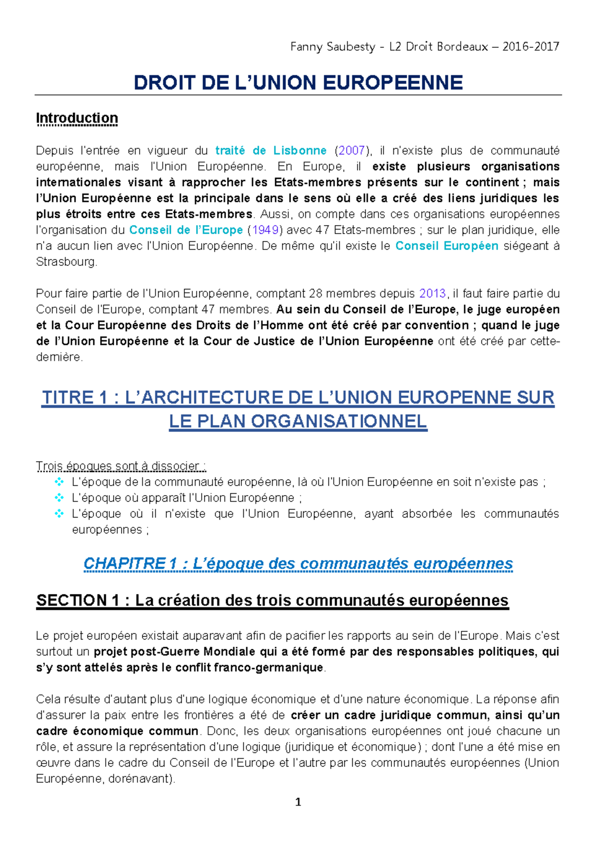 Droit DE L Union Europenne - DROIT DE L’UNION EUROPEENNE Introduction ...