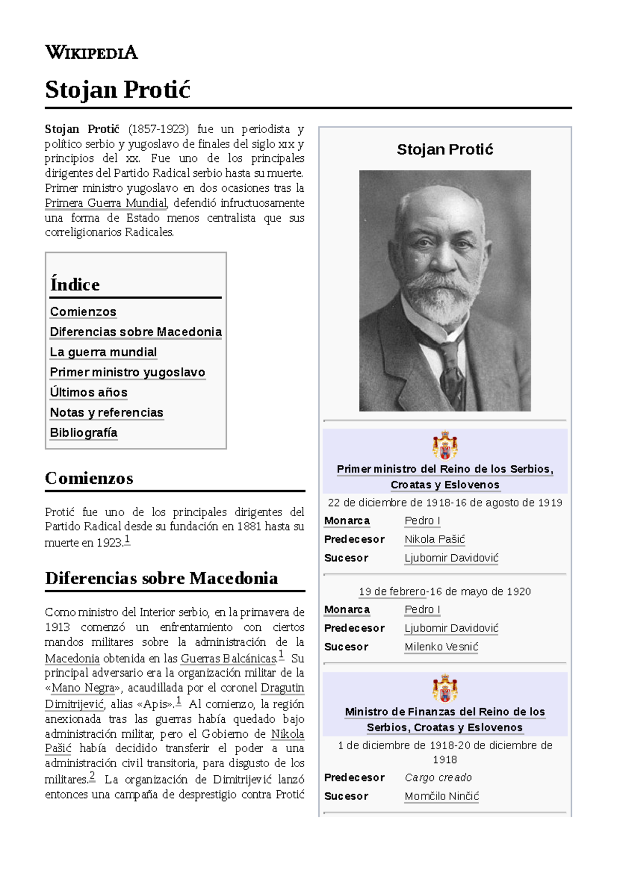 Stojan Protić - Stojan Protić Primer ministro del Reino de los Serbios ...