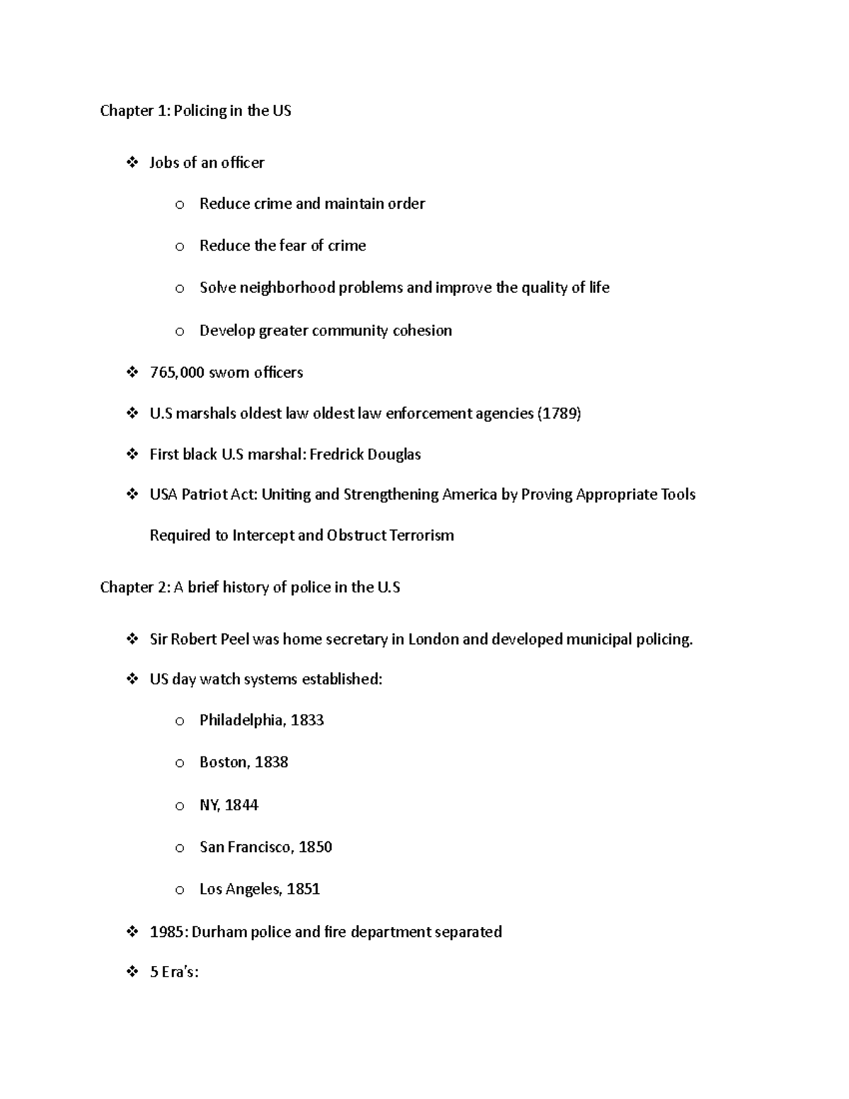 Law enforcment notes - Chapter 1: Policing in the US Jobs of an officer ...