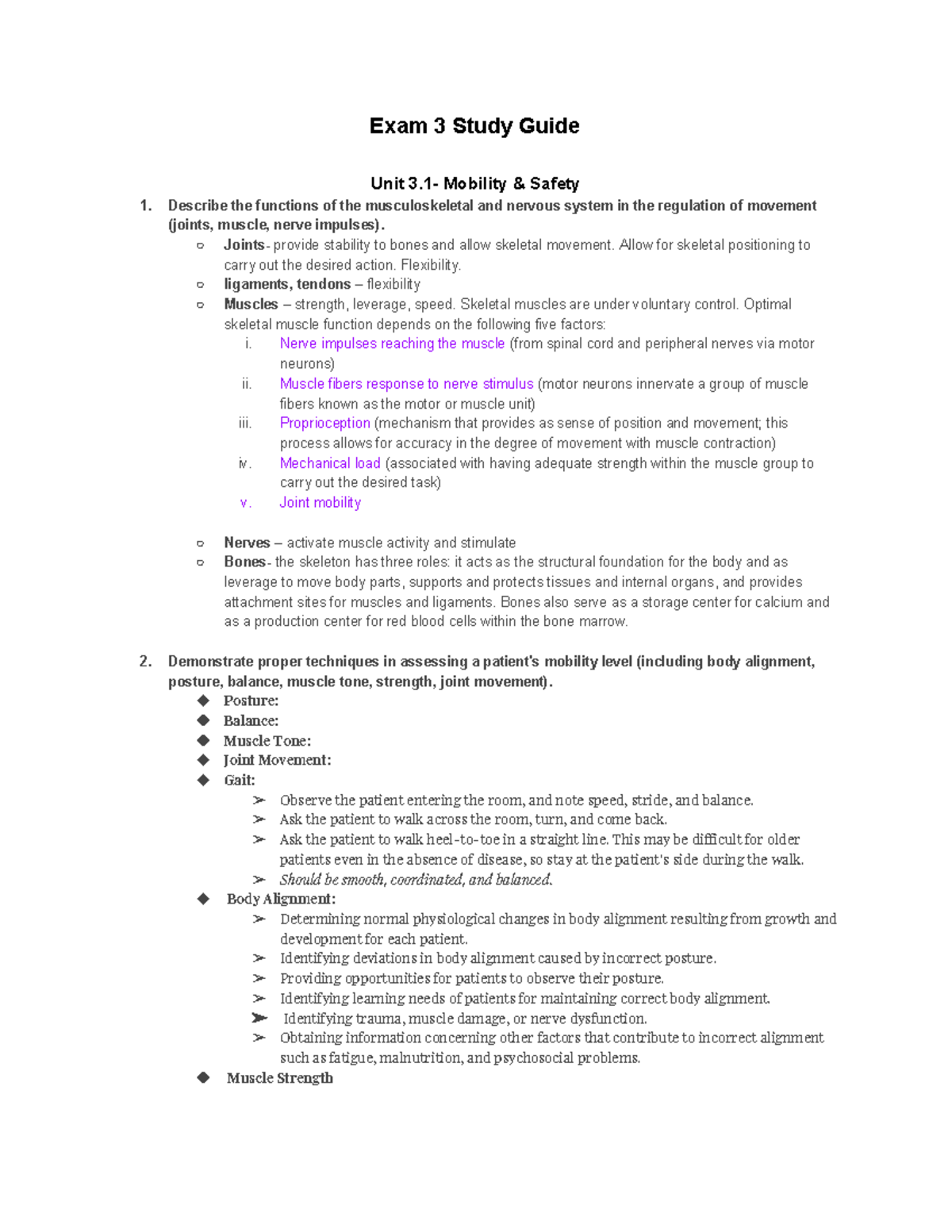 Exam 3 Study Guide review - Exam 3 Study Guide Unit 3- Mobility ...