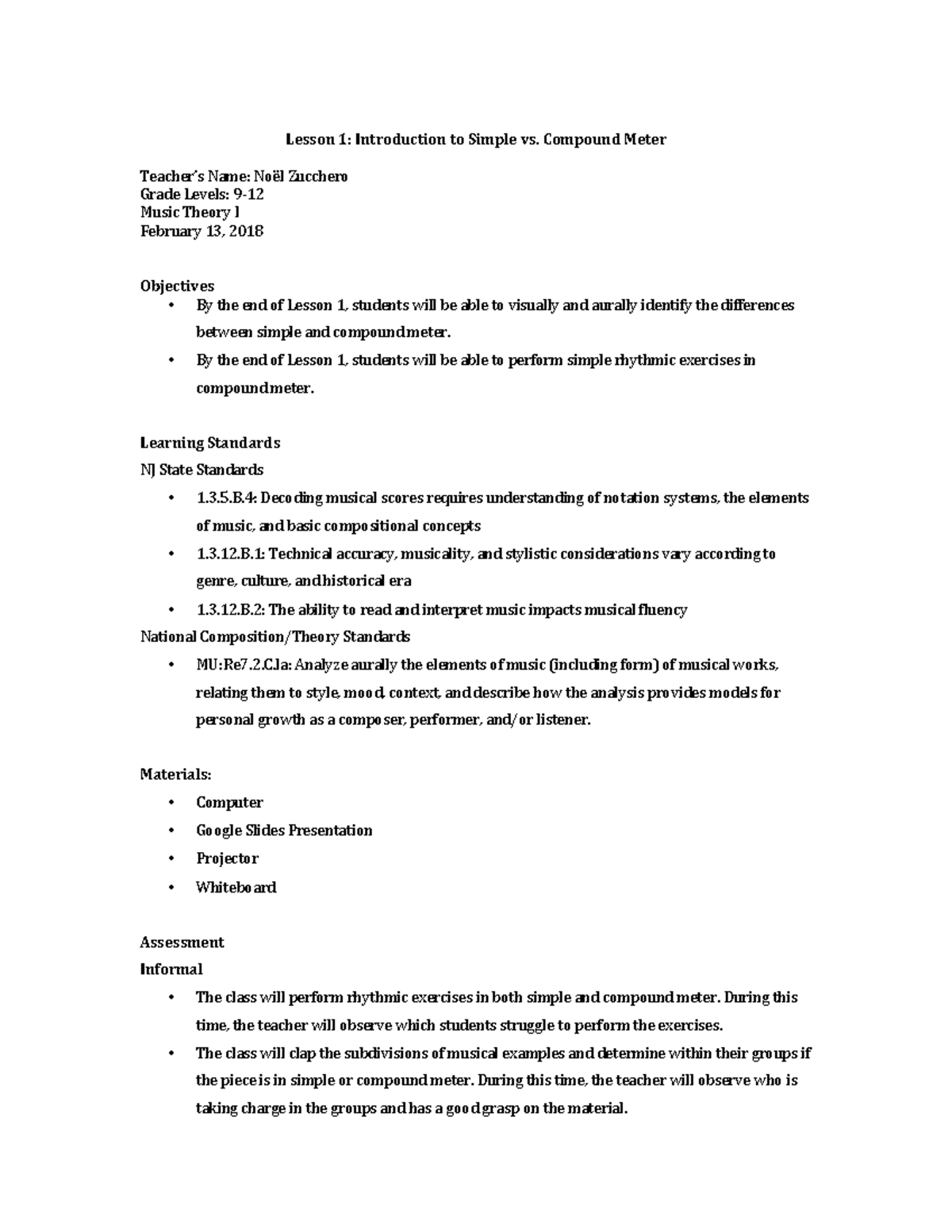 461897571 music theory lesson plans - Lesson 1: Introduction to Simple ...