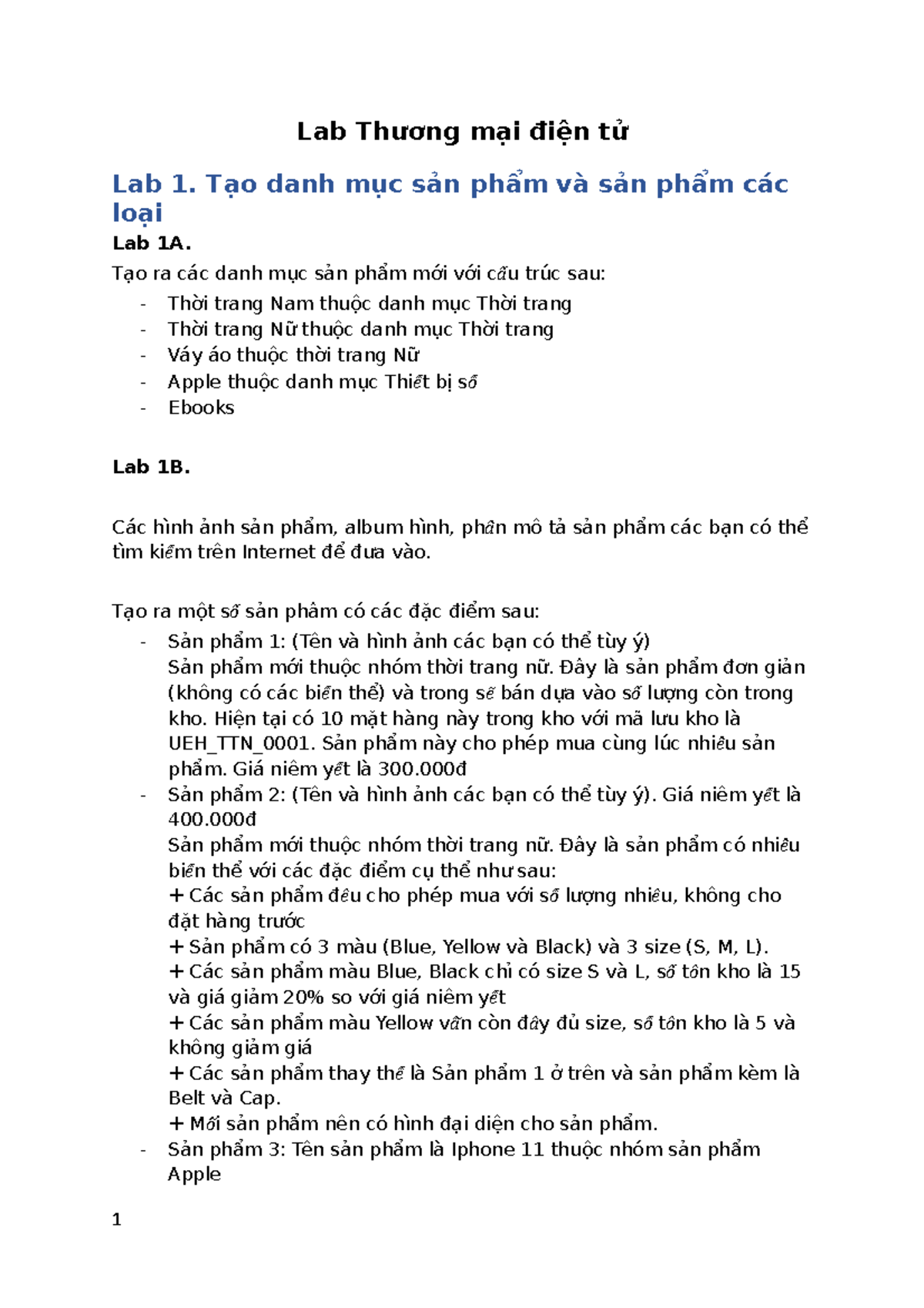 Lab 1 TMDT - Lab1,2 - Lab Thương mại điện tử Lab 1. Tạo danh mục sản ...