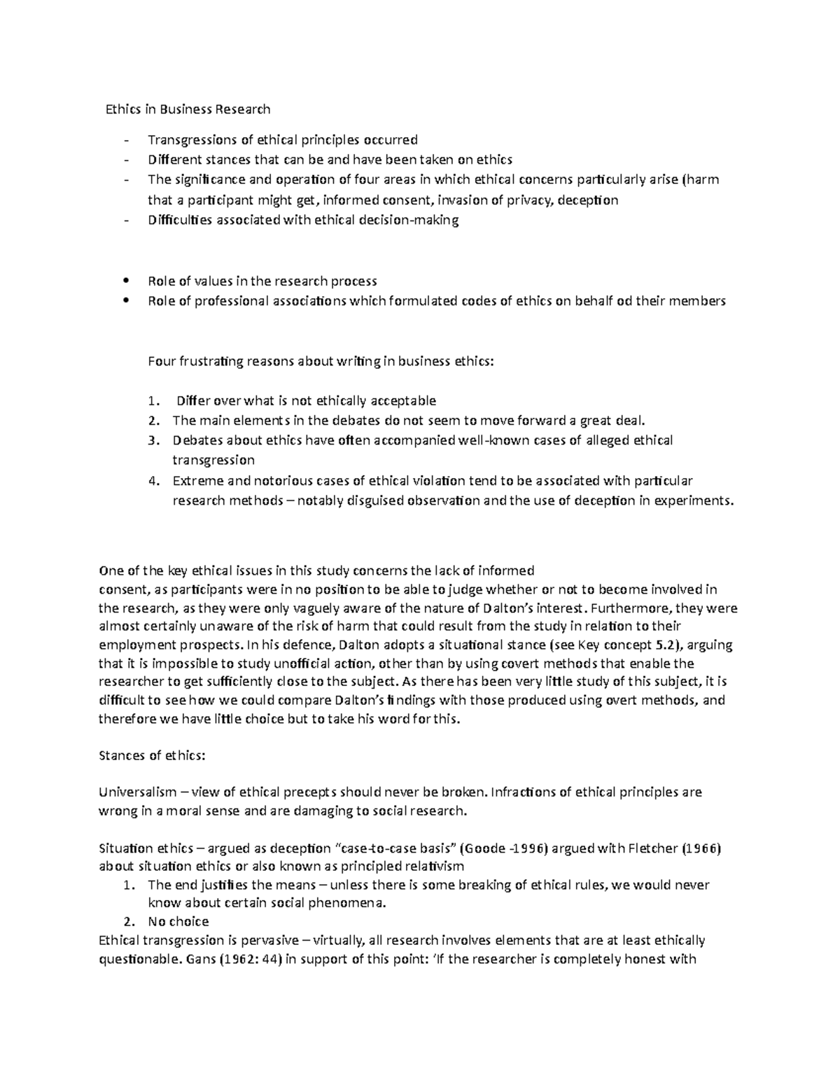 Outline - Ethics in Business Research - Ethics in Business Research ...