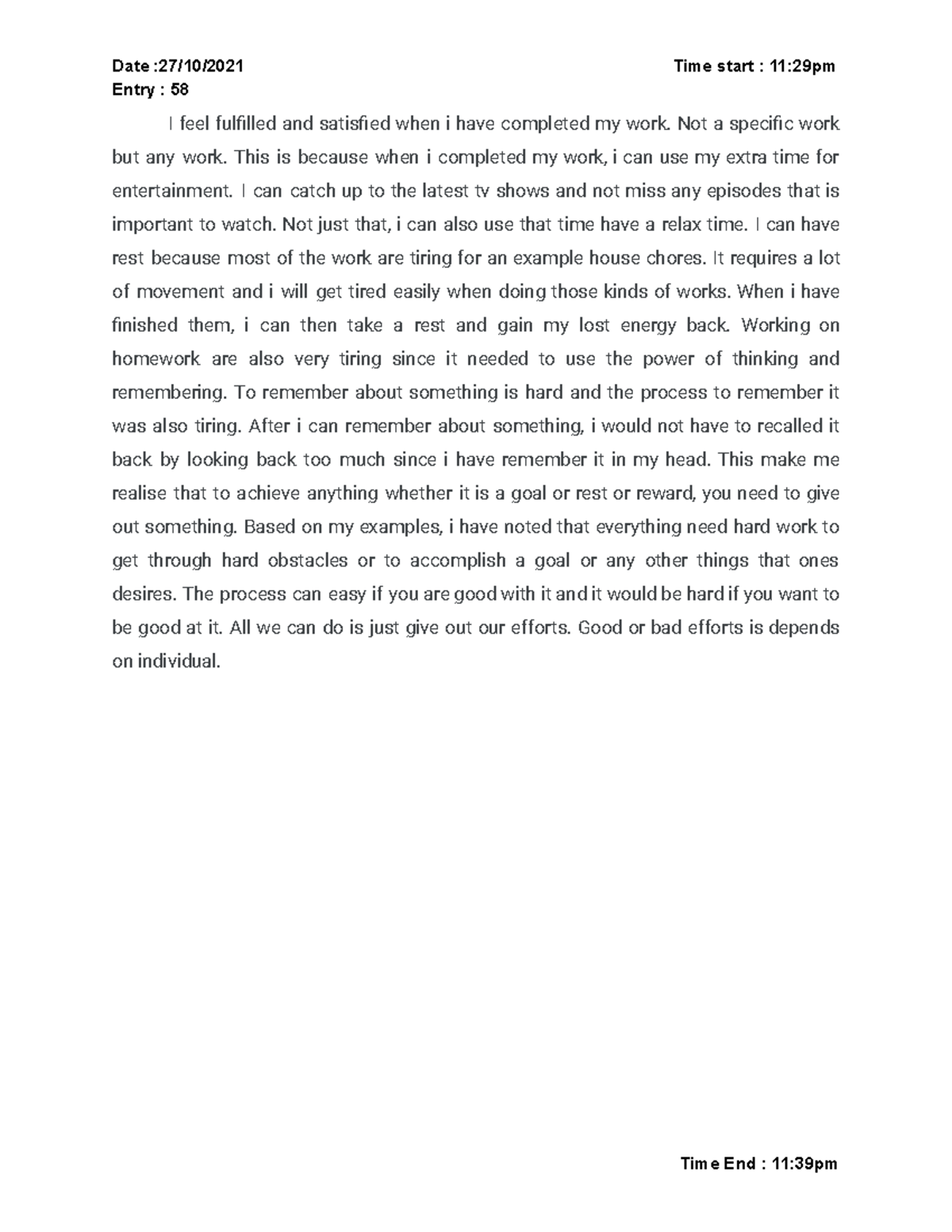 Journal Entry 58 - English - MMU - Studocu