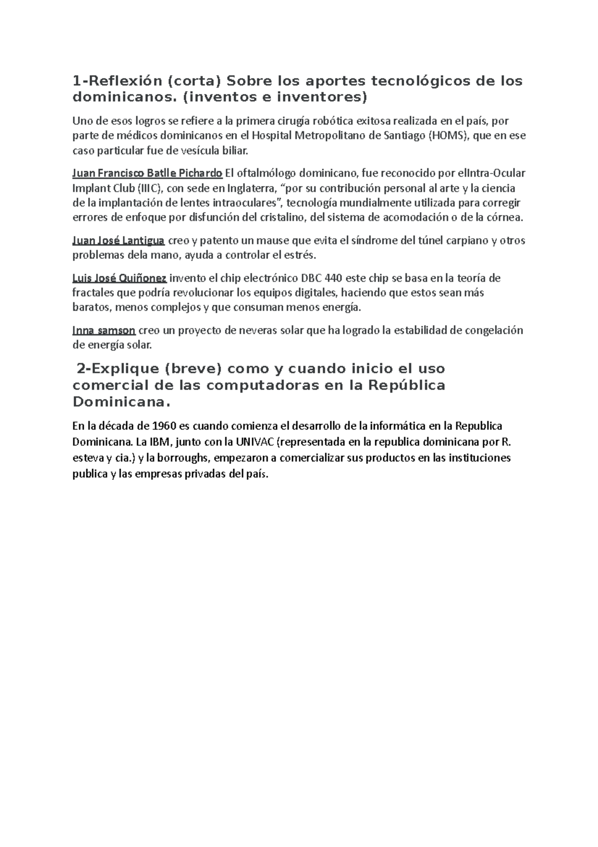 Unidad#2 de informatica - 1-Reflexión (corta) Sobre los aportes ...