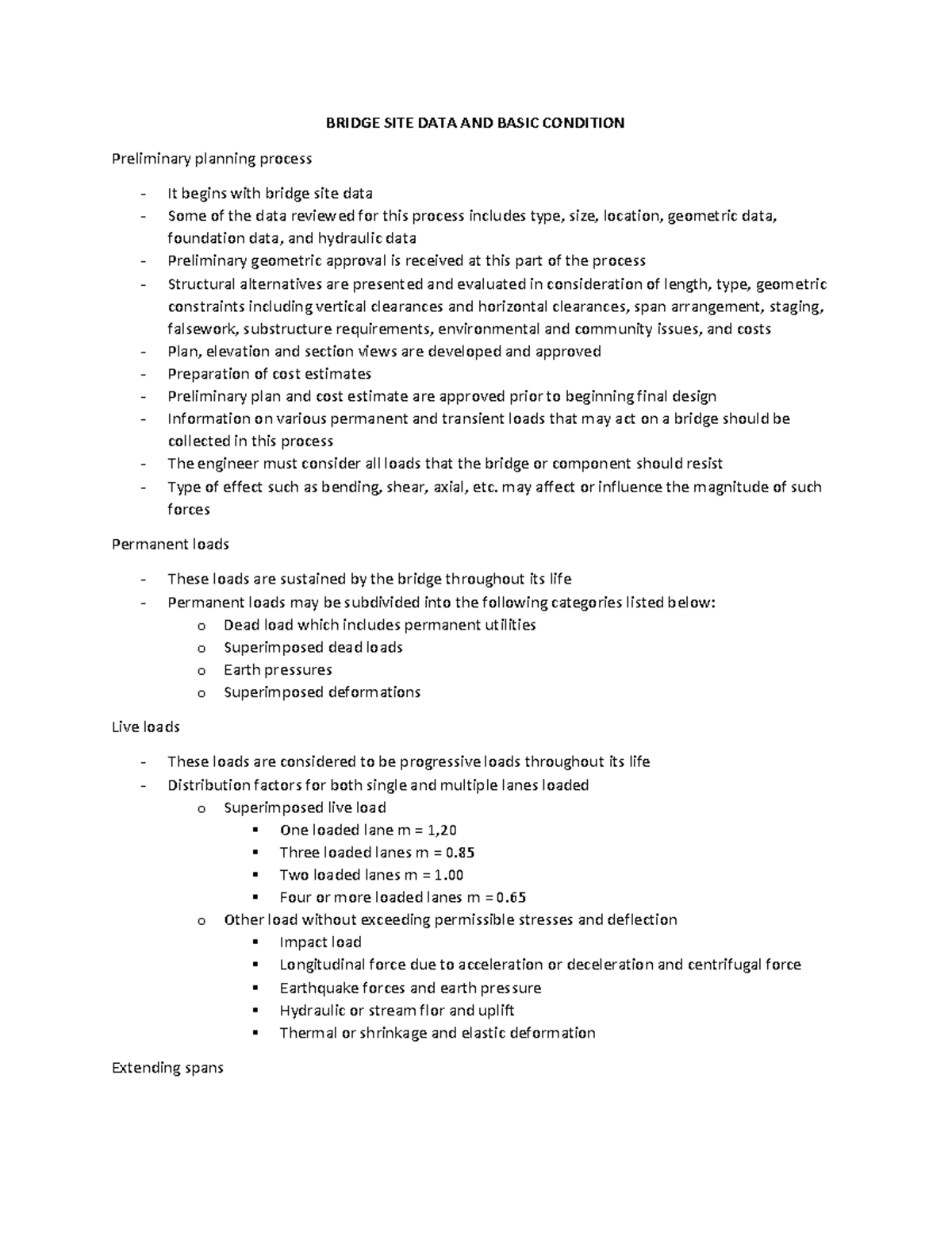 Bridge SITE DATA AND Basic Condition - BRIDGE SITE DATA AND BASIC ...